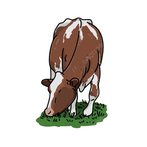 Cartoon Cows Eating Grass