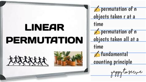 linear permutation permutation of n objects taken a r at a time b all at a time fcp youtube
