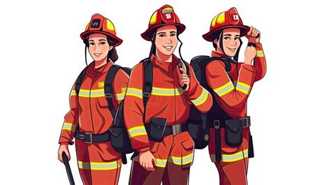 Premium Photo Firefighters Team Firemen Vector Illustration