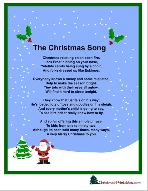 Free Printable Christmas Carols And Songs Lyrics