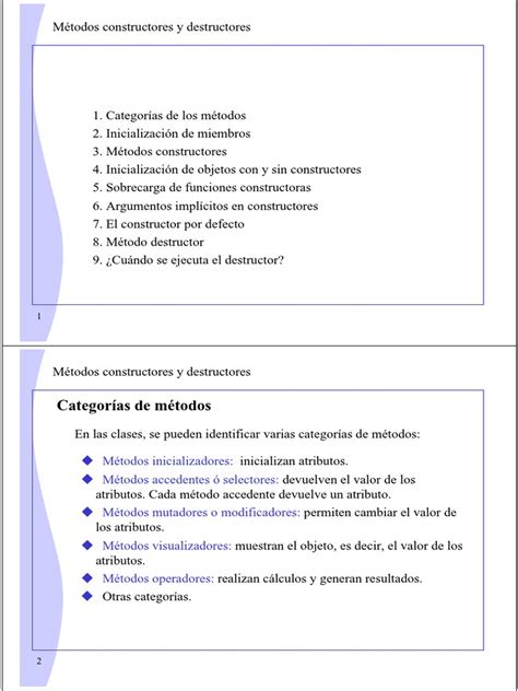constructores y destructores pdf constructor programación orientada a objetos programación