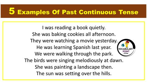 5 Examples Of Past Continuous Tense Vocabulary Point