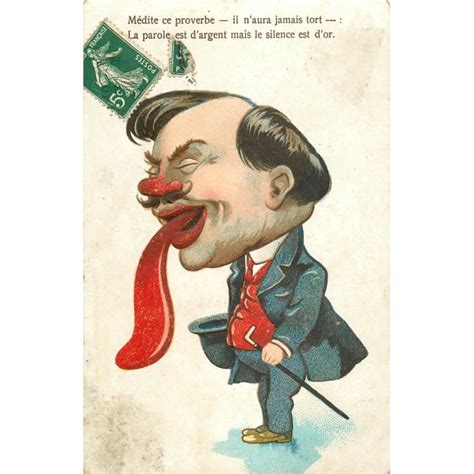 HUMOUR Caricature La Parole Est D Argent Mais Le Silence Est D Or 1907