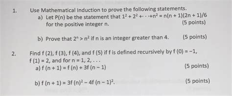 solved 1 use mathematical induction to prove the following
