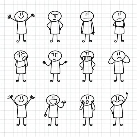 Cartoon People With Different Expressions And Gestures
