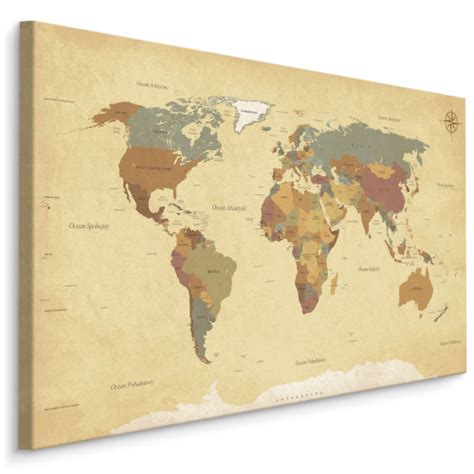 Obraz Mapa Świata w Stylu Retro 70x50cm 106876 sklep BRW