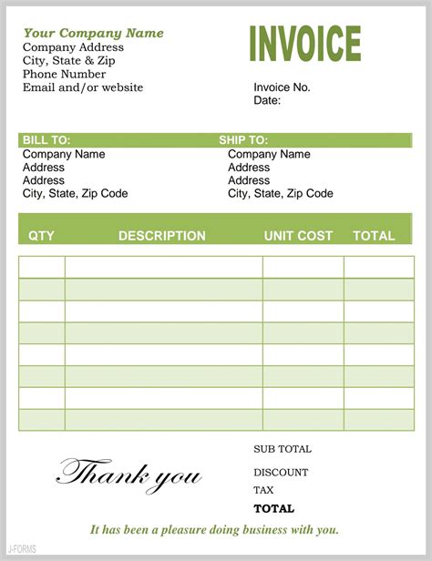 Editable Invoice Template Pdf Logo