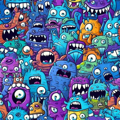 Uma ilustração dos desenhos animados de um monstro muitos olhos e a