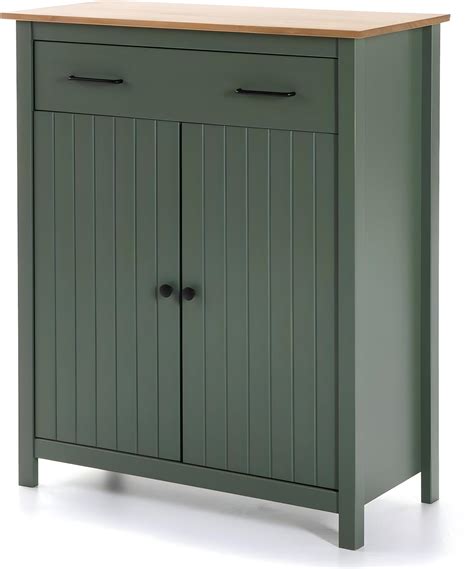 Buffet Portes Tiroir En Pin Massif Vert Cm Ida
