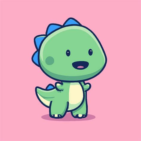 Cute Chibi Dinosaur Illustration Dinosaur Kawaii Vector Drawing Style