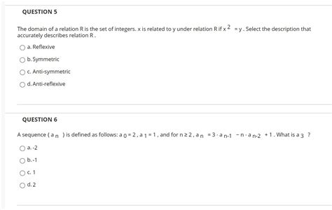 solved question 5 the domain of a relation r is the set of