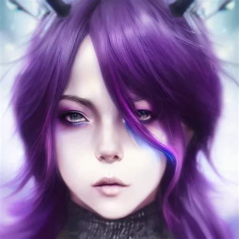 Beautiful Anime Women With Purple Hair A Straight Stable Diffusion