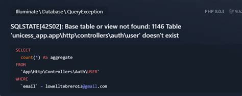 Php SQLSTATE 42S02 Base Table Or View Not Found 1146 Table