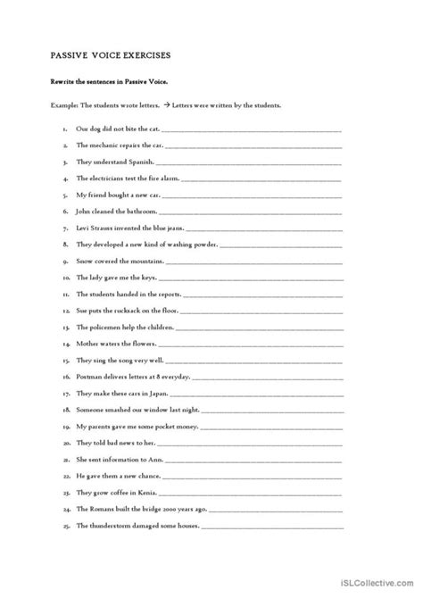 Passive Voice Exercise Simple Prese English ESL Worksheets Pdf Doc