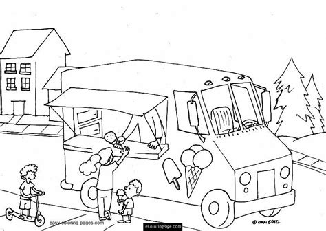 Ice Cream Truck Printable Adult Coloring Page From Favoreads Coloring