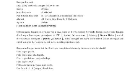 Contoh Surat Lamaran Kerja Tanpa Nama Perusahaan Dan Posisi Surat