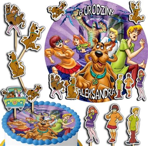 ZESTAW OPŁATEK NA TORT 20CM TOPPERY PAPIEROWE SCOOBY DOO 15CM 18CM