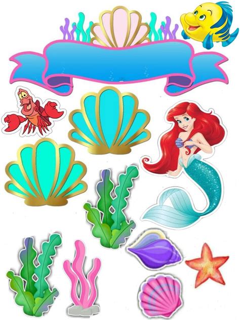 Topper Para Imprimir La Sirenita Fiesta Tema Unicornio Decoracion De