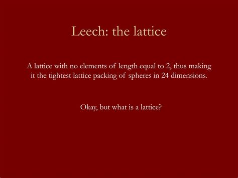 ppt leech lattices powerpoint presentation free download id 417181