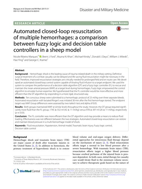 pdf automated closed loop resuscitation of multiple hemorrhages a comparison between fuzzy