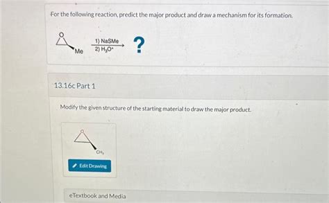 Solved For The Following Reaction Predict The Major Product Chegg