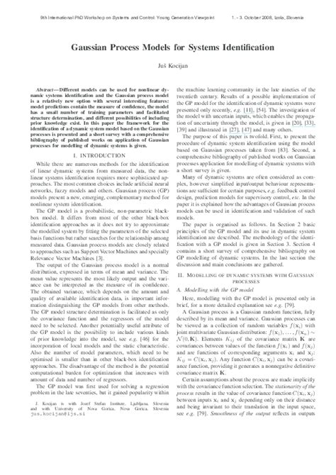 pdf gaussian process models for systems identification jus kocijan
