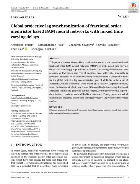 pdf global projective lag synchronization of fractional order memristor based bam neural
