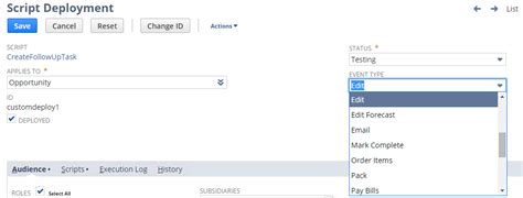 NetSuite Applications Suite Setting Script Execution Event Type From