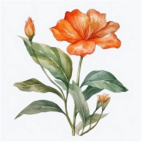 Premium Photo A Watercolor Painting Of Orange Flowers On A White