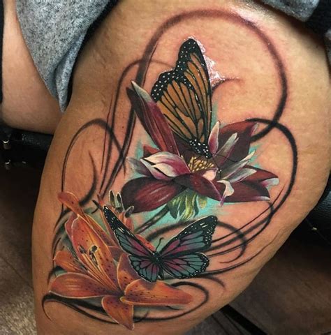 Details More Than 76 Thigh Tattoos Roses And Butterflies Best In