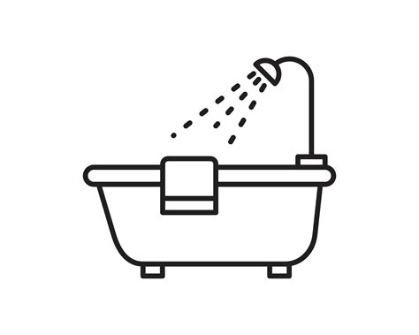 Badewanne Symbol Vorlage Schwarze Farbe Editierbar Flache