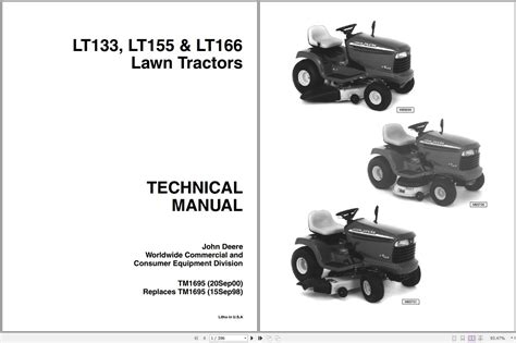 John Deere Agricultural Lawn Tractors LT133 LT155 LR166 Technical