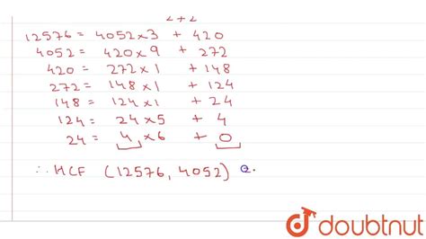[gujrati] use euclid s algorithm to find the hcf of 4052 and 12576