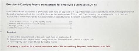 [solved] exercise 4 12 algo record transactions for empl