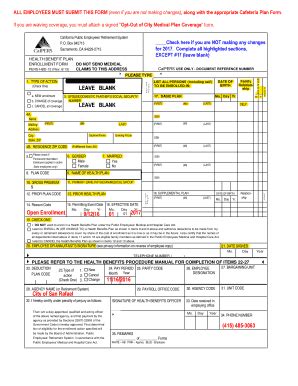 Fillable Online Health Benefit Plan Enrollment Form San Rafael