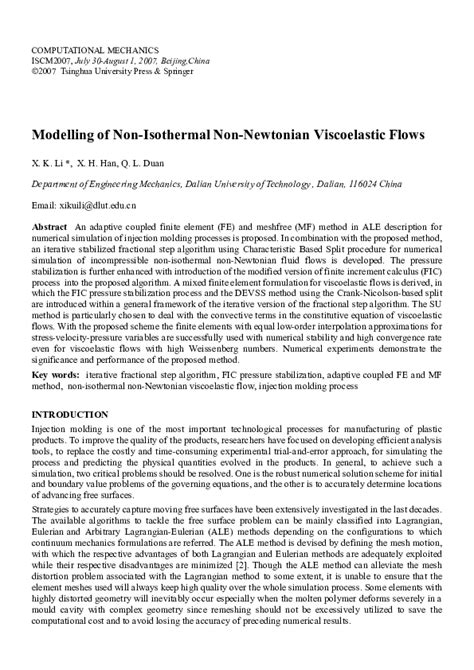 pdf numerical modeling of viscoelastic flows using equal low order finite elements xuanping