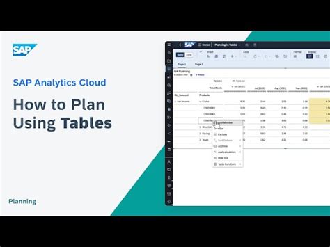 How To Plan Using Tables Sap Analytics Cloud Youtube