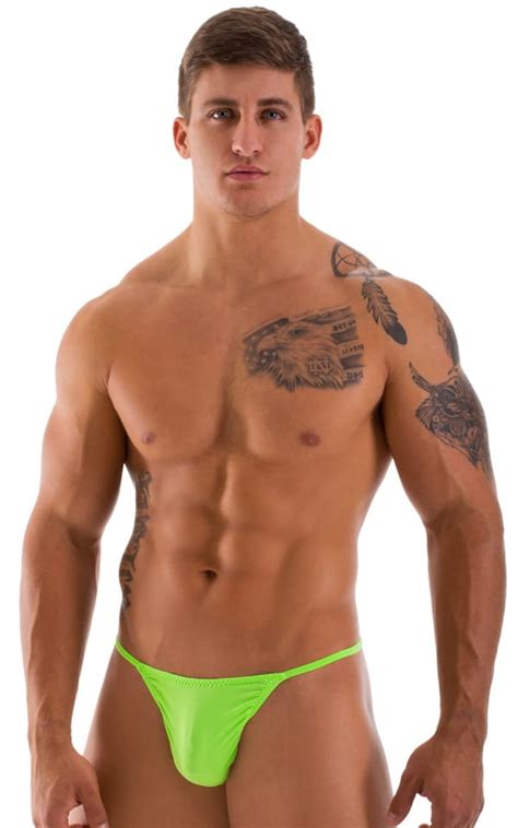 Y Back G String Swim Thong In Thinskinz Neon Lime By Skinz
