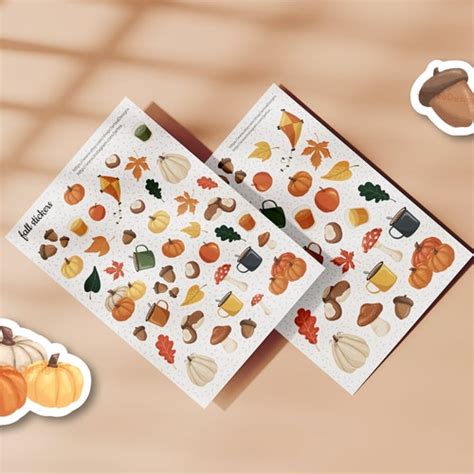 FALL Autumn Themed Sticker Sheet Cute Journal Planner Etsy