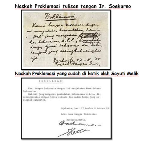 3 Perubahan Redaksi Teks Proklamasi Kemerdekaan Indonesia Tulisan