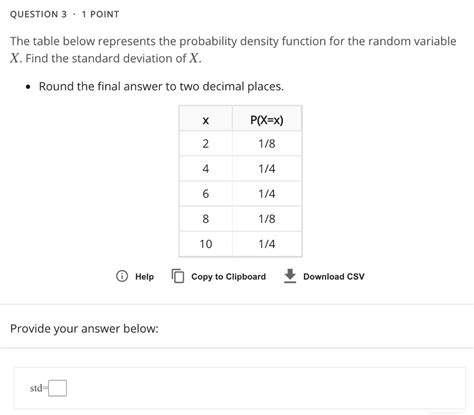 Solved QUESTION 3 1 POINT The Table Below Represents The Chegg