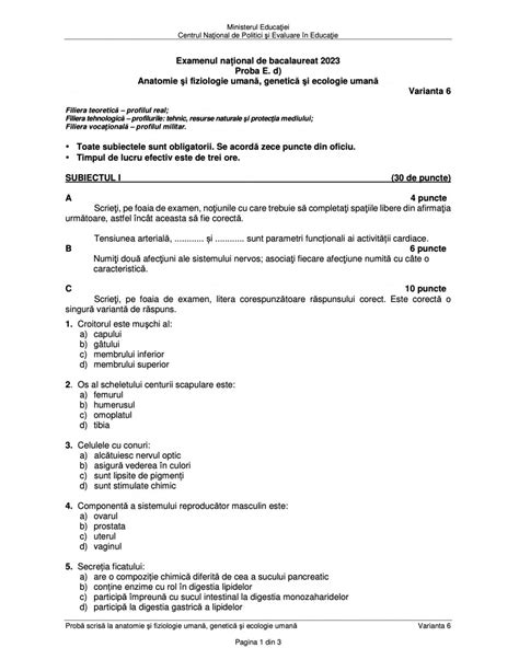 Subiectele La Biologie De La Bacalaureat 2023 Au Fost Publicate