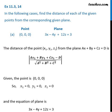 question 14 a find distance of 0 0 0 from plane 3x 4y 12z 3