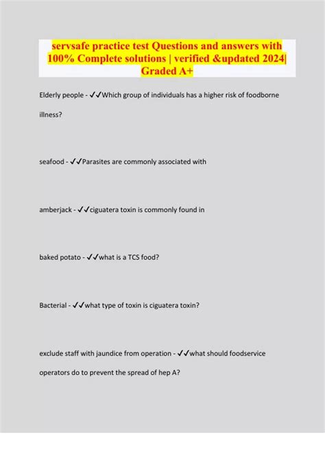 Servsafe Practice Test Questions And Answers With Complete