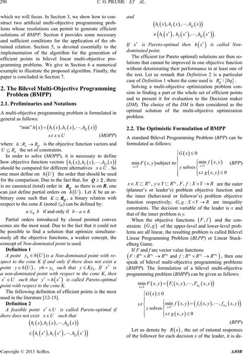 generating efficient solutions in bilevel multi objective programming problems