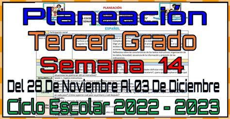 Planeación del tercer grado de primaria de la semana 14 del 28 de