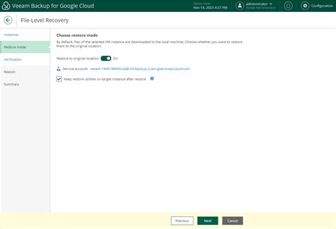 Step Choose Restore Mode Veeam Backup For Google Cloud User Guide