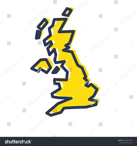 Stylized Simple Yellow Outline Map United Stock Vector Royalty Free