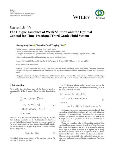 pdf the unique existence of weak solution and the optimal control for time fractional third