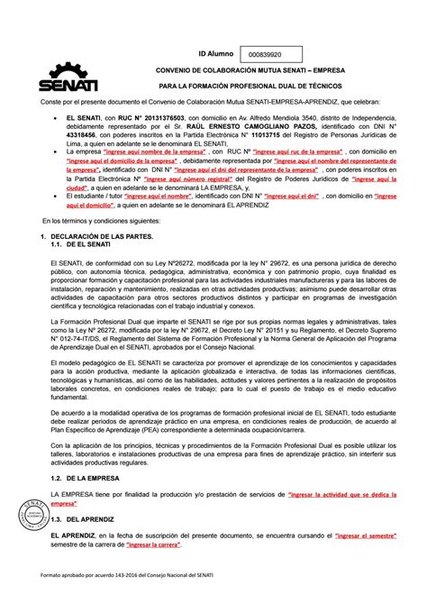 Formato convenio de colaboración mútua 2017 tamaño 10 by alessandro
